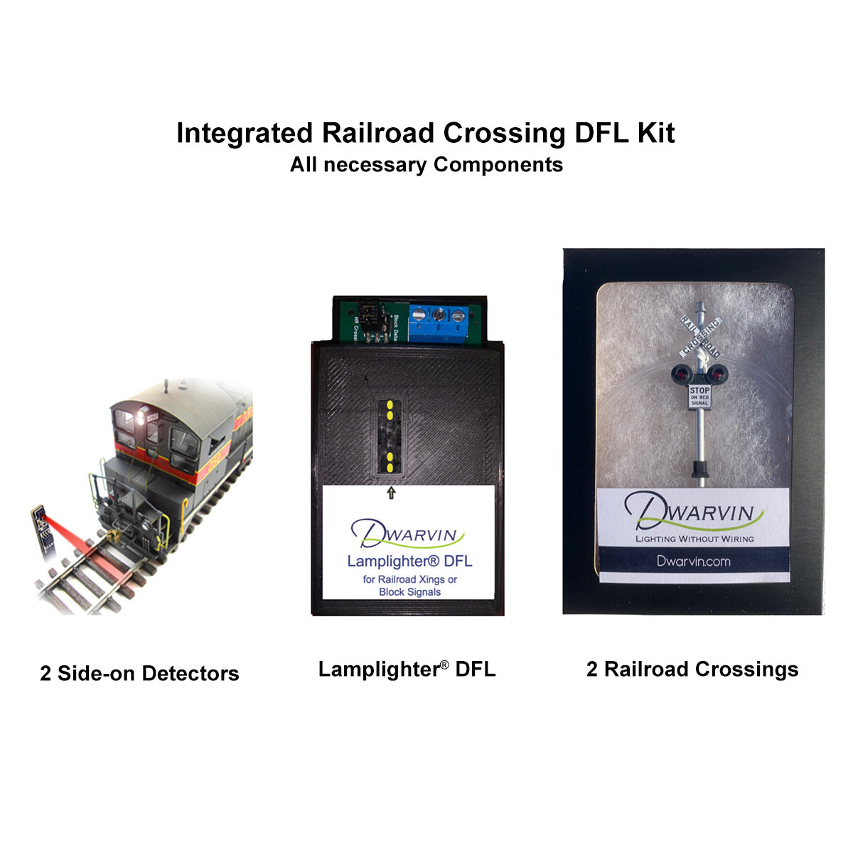 O Gauge 3-Rail Integrated Railroad Crossing Kit for model train layouts ...